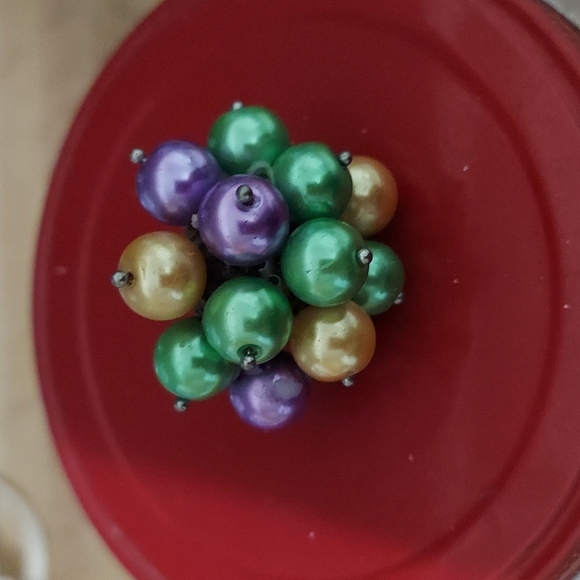 Vintage | Jewelry | Vintage Beaded Mardi Gras Statement Ring | Poshmark